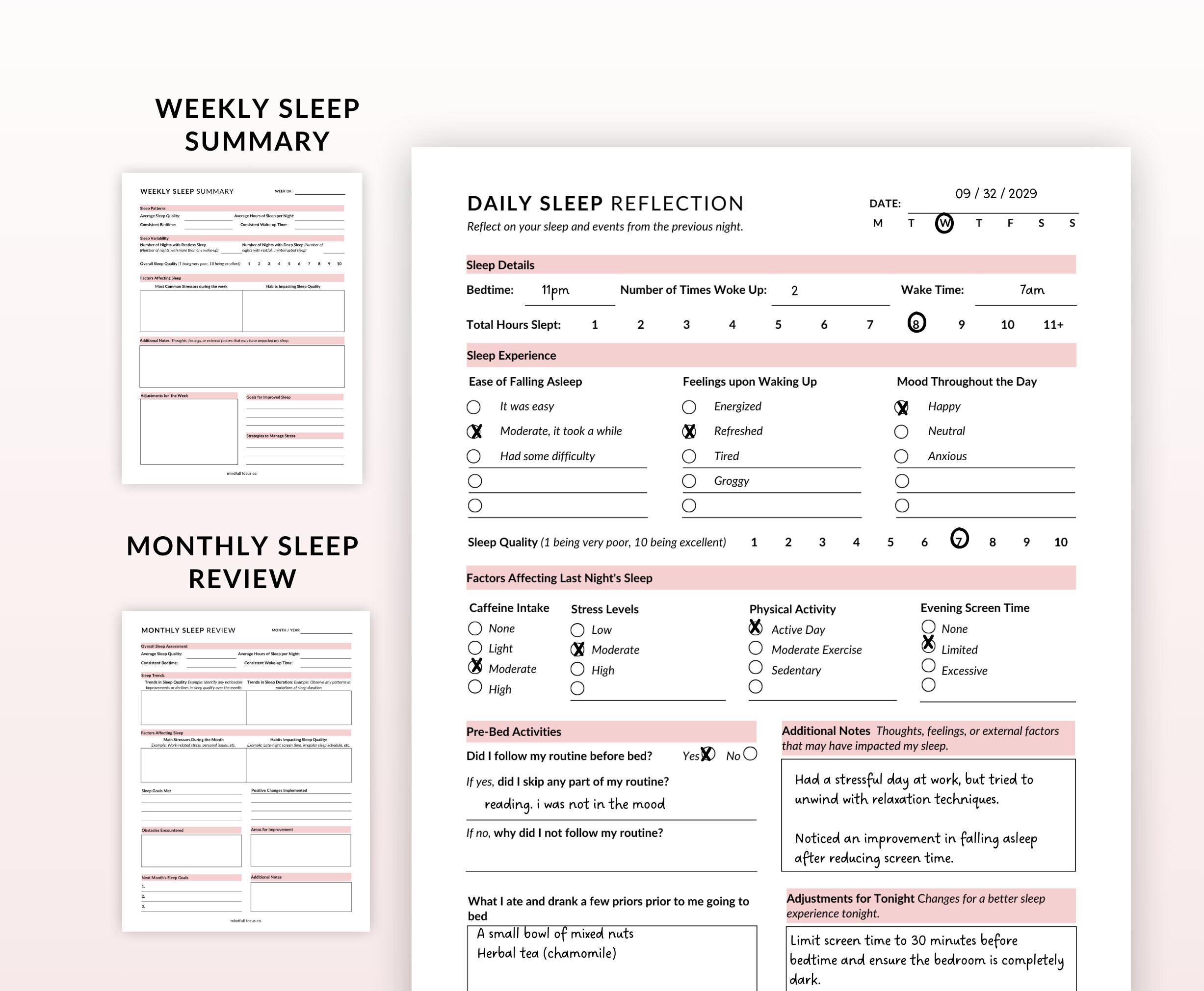 Printable Sleep Tracker, Sleeping Log, Monthly Sleep Tracker, Planner ...