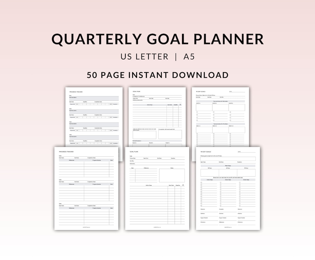 Printable Quarterly Goal Planner, Productivity Templates (digital ...