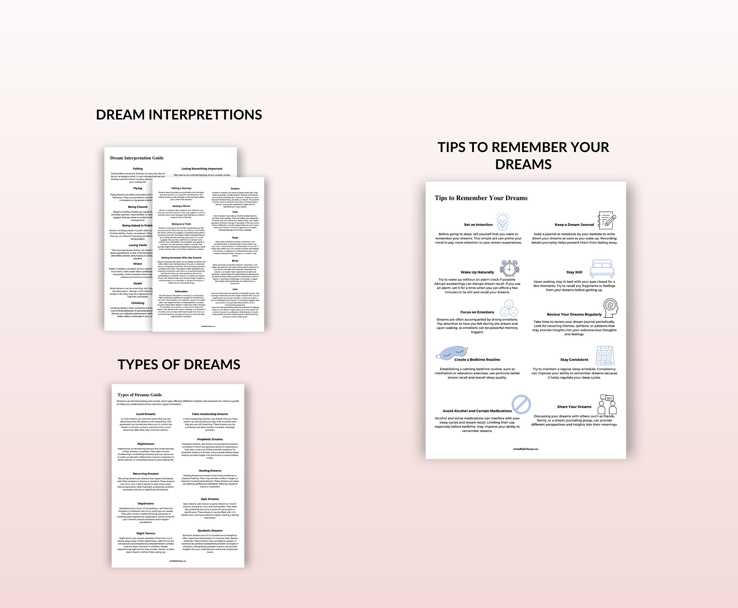 Printable Dream Journal: Nightmare Processing, Dream Diary, Sleep ...