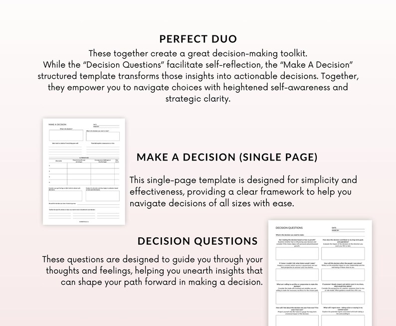 Decision Making Printable, Self Help Journal, Printable Worksheets ...