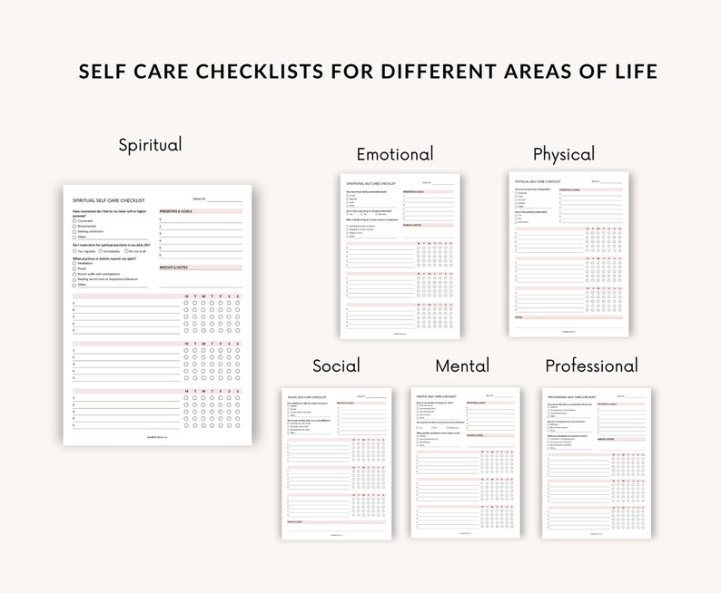 Self Care Checklist, Self Care Journal, Mental Health Printable ...