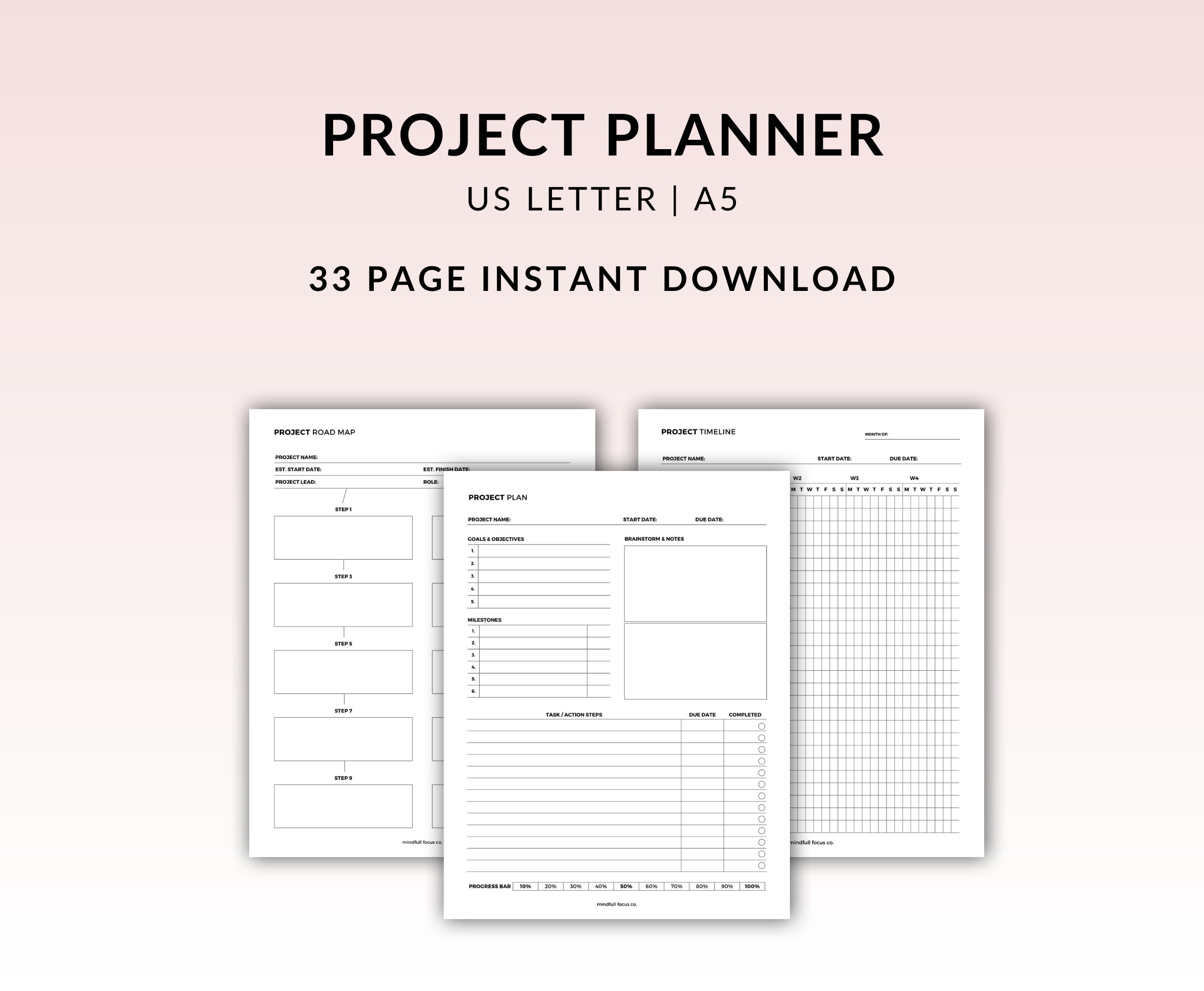 Printable Project Planner, Work Productivity, Goal Planner, Task ...