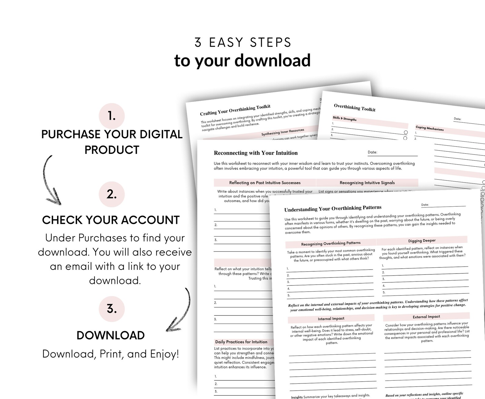 Overthinking Worksheets, Mental Health Worksheets, Self Help, Therapy ...