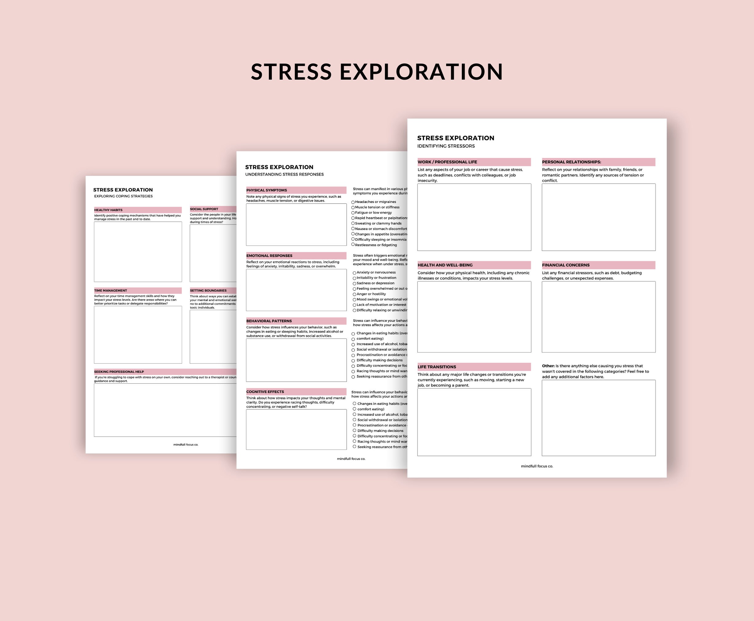 Stress Processing Worksheets, Stress Management, Mental Health, Planner ...