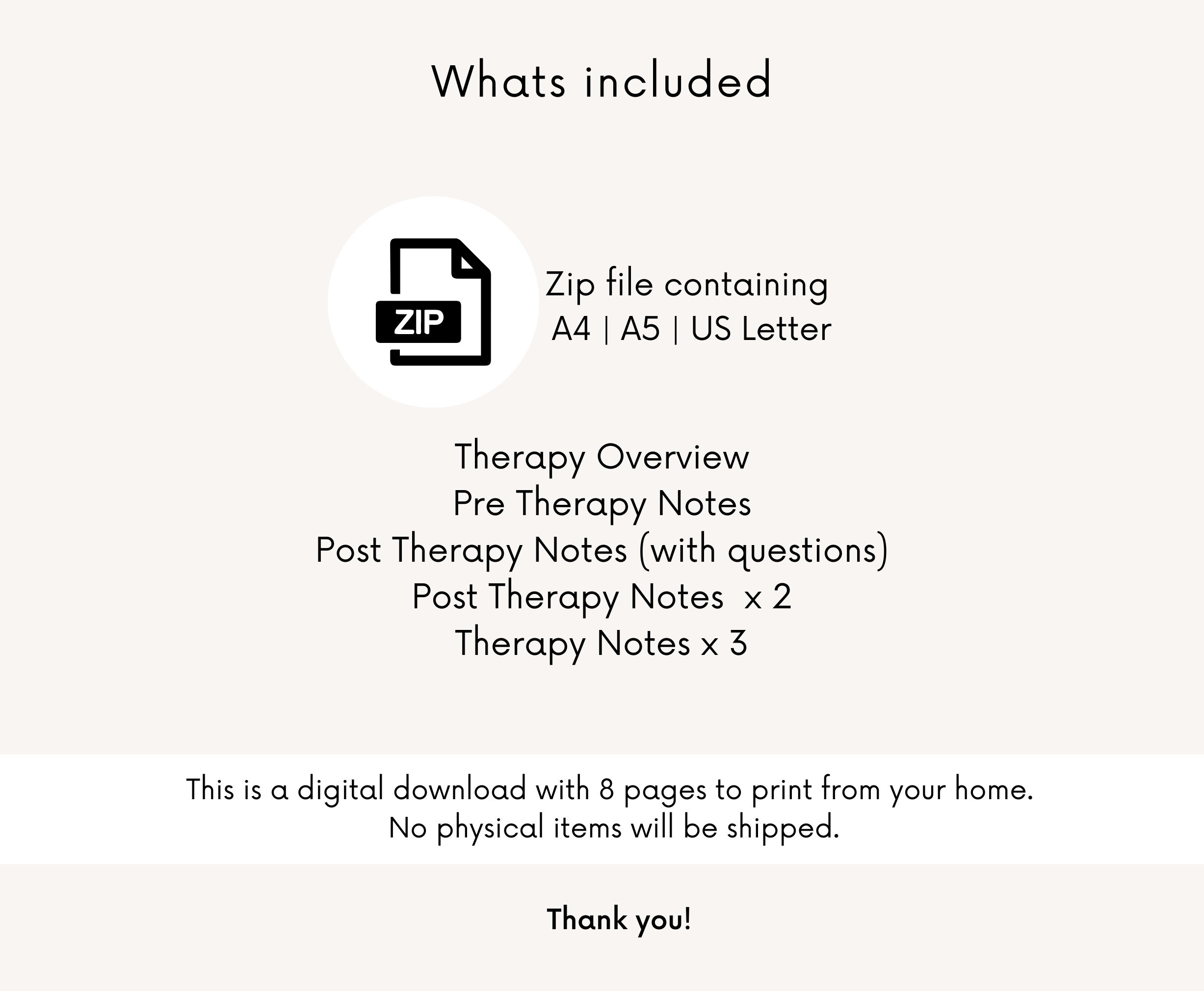 Therapy Notes, Therapy Session Log, Pre and Post Therapy Session Notes ...