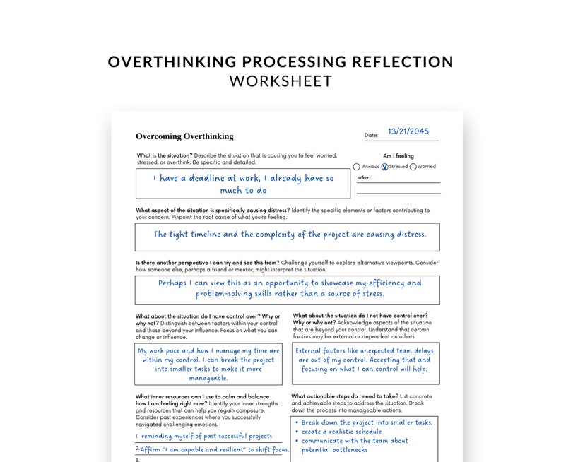 Overthinking Worksheets, Mental Health Worksheets, Self Help, Therapy ...