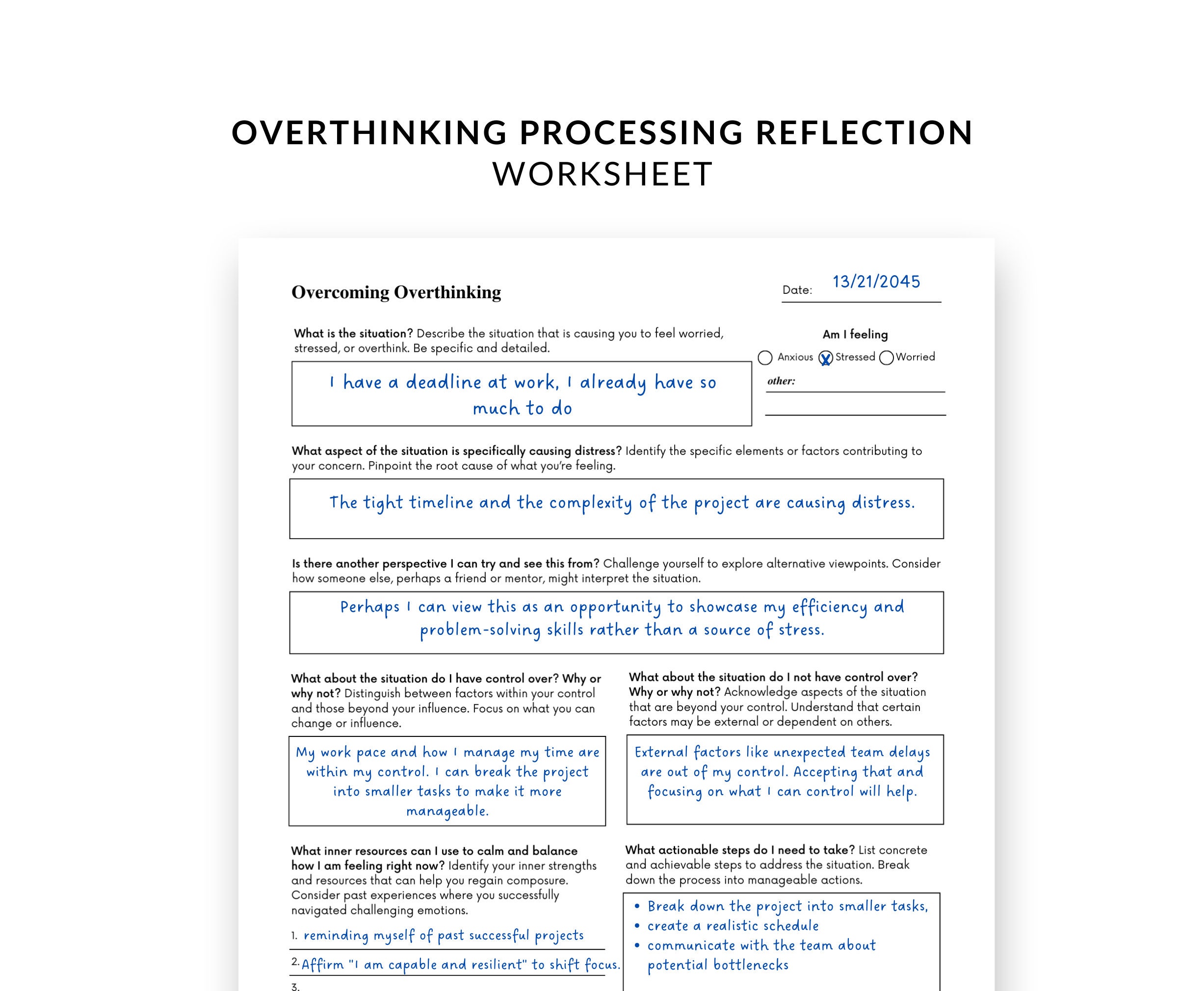 Overthinking Worksheets, Mental Health Worksheets, Self Help, Therapy ...