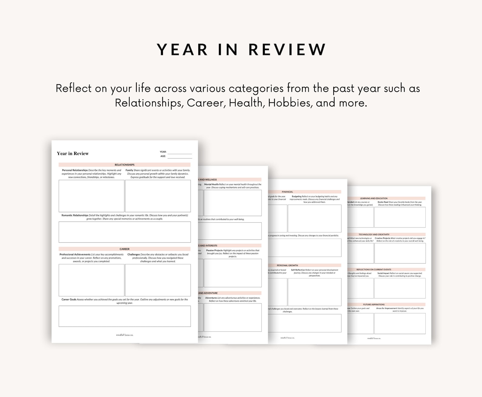 Yearly Review, End of Year Reflection, New Year Resolution, Yearly ...