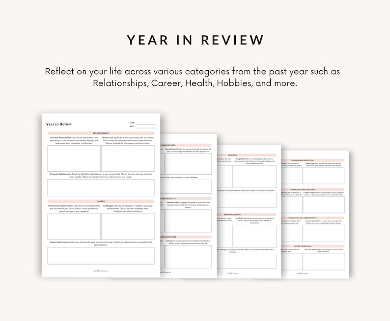 Yearly Review, End of Year Reflection, New Year Resolution, Reflection ...