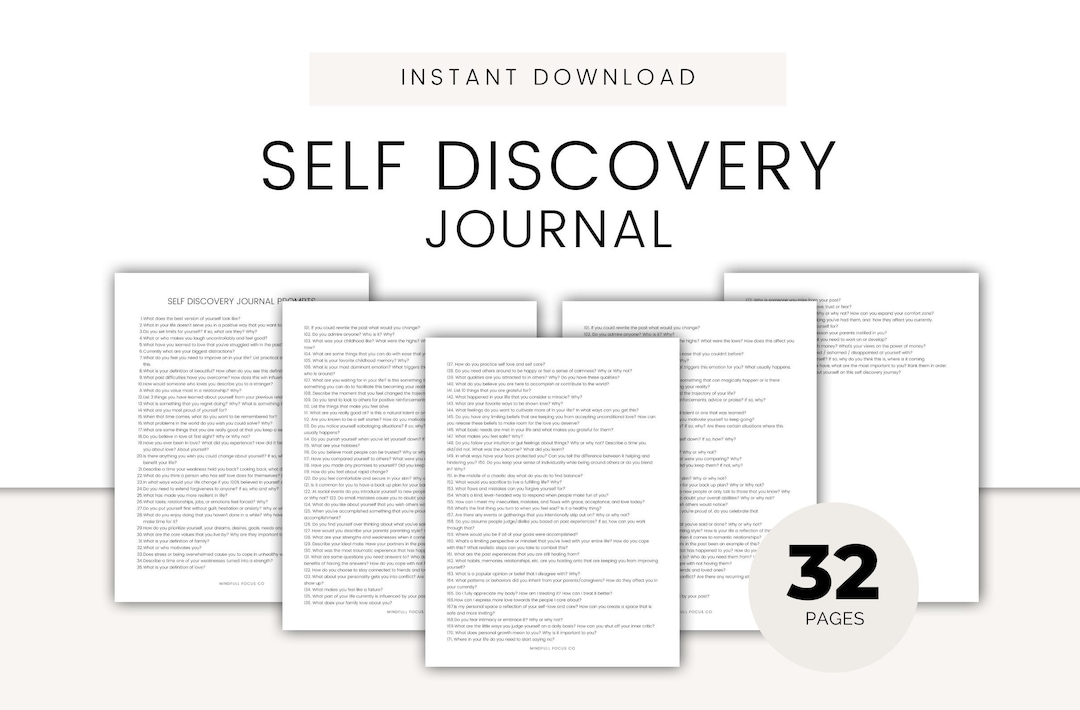 Self Discovery Journal, Therapy Journal, Downloadable Journal Pages ...