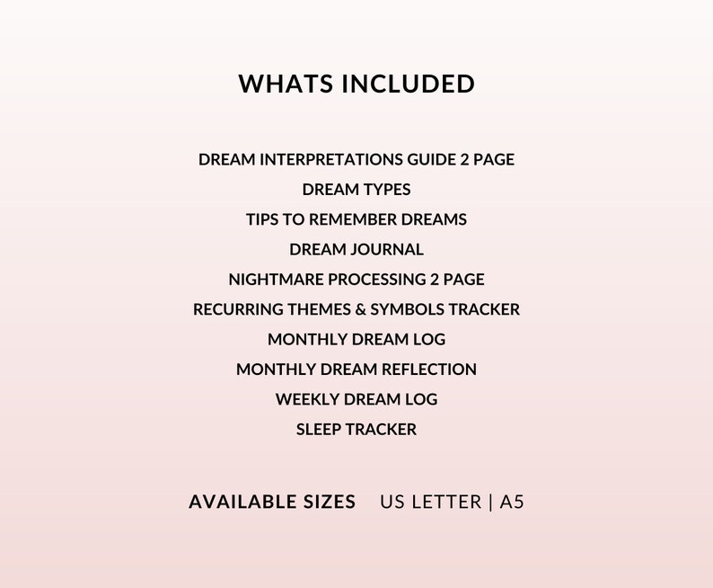 Printable Dream Journal, Nightmare Processing, Sleep Tracker, Planner ...