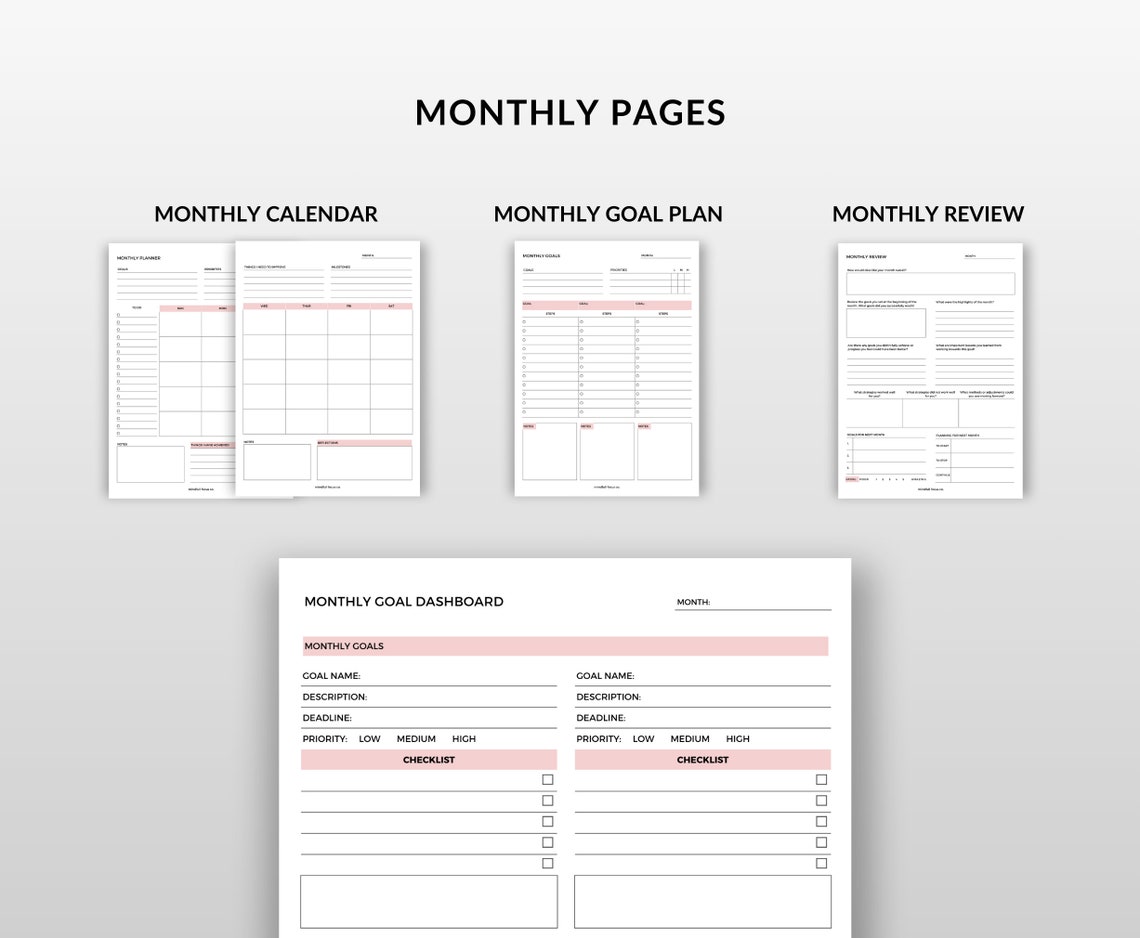 Printable Goal Planner, Productivity Printable, Planner Set, Daily ...