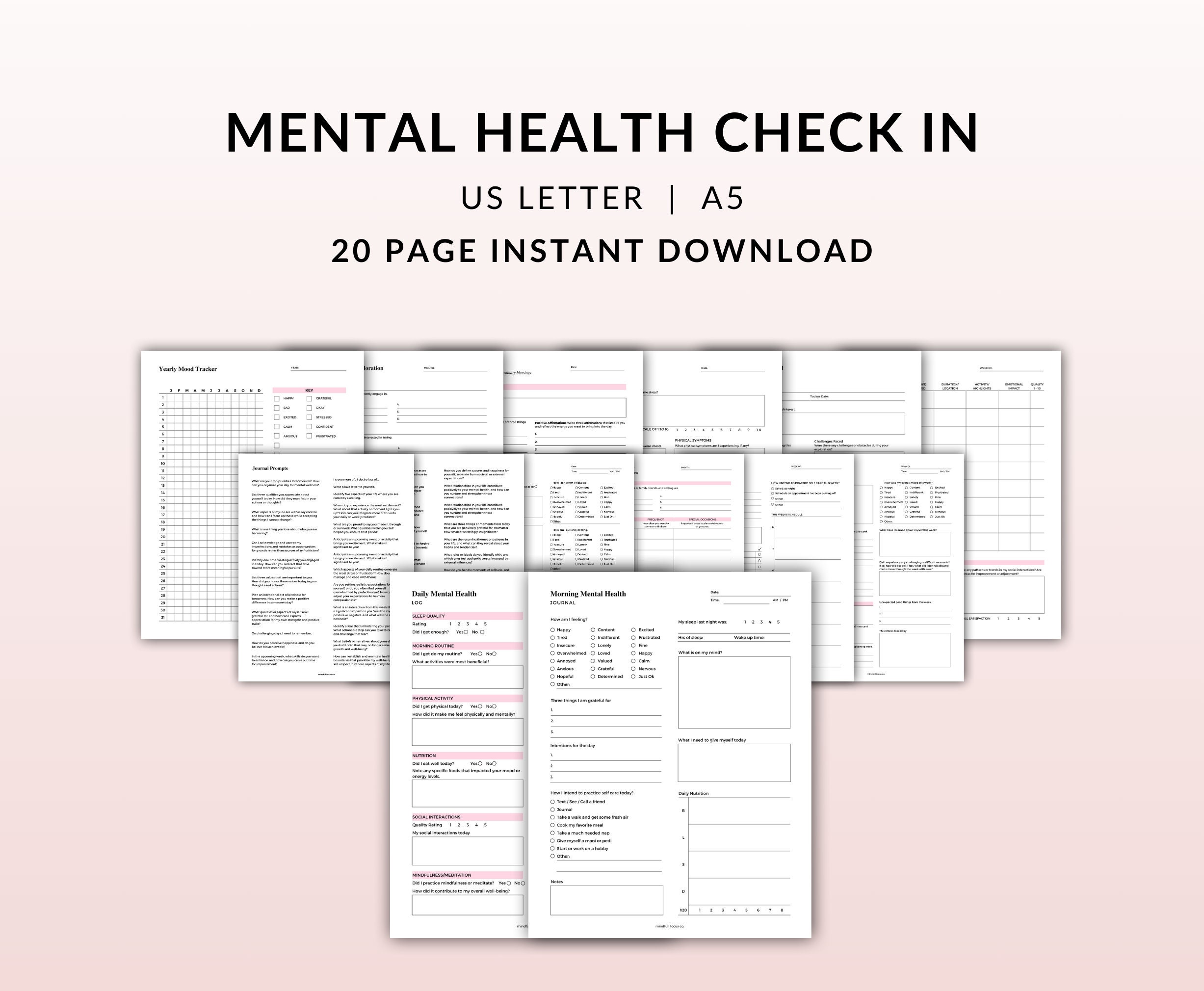 Daily Mental Health Check in |printable Journal |daily Journal ...
