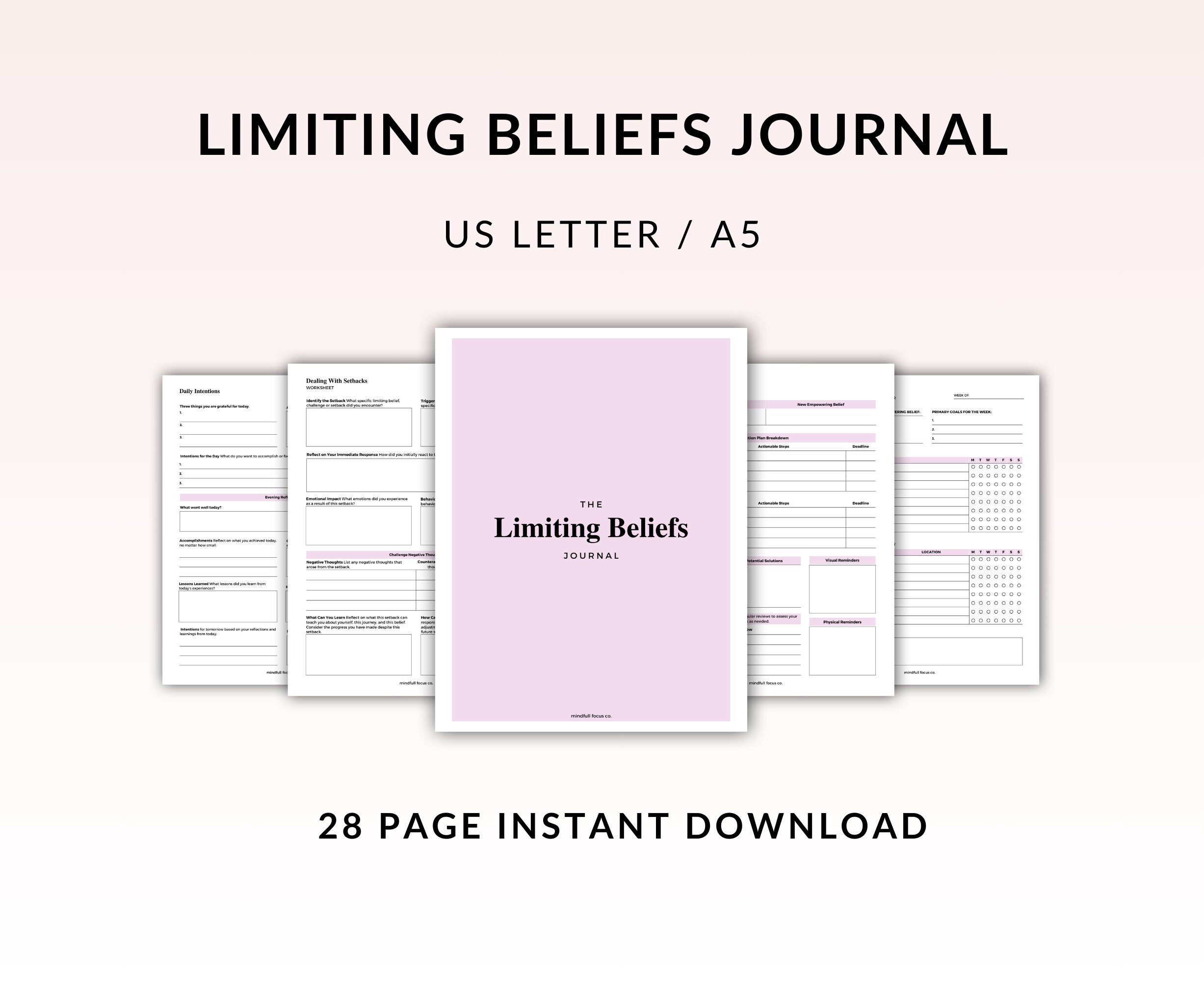Limiting Beliefs Worksheet, Self Therapy, Mental Health, Personal ...