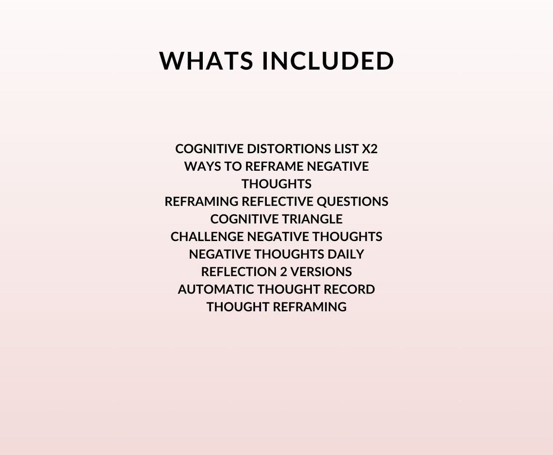 Thought Challenging Worksheet, CBT Worksheet, Therapy Tool, Cognitive ...