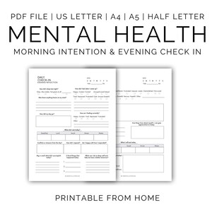 Daily Mental Health Check in printable Journal daily Journal - Etsy