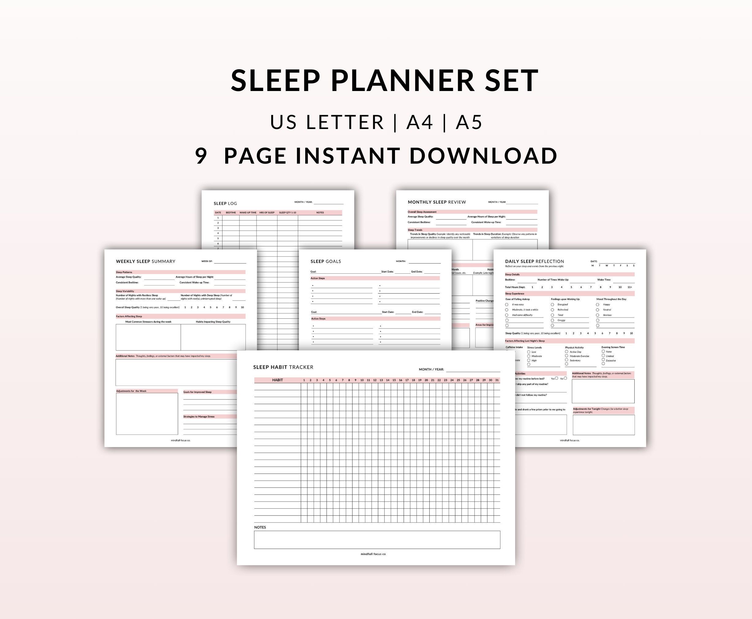 Printable Sleep Tracker, Sleeping Log, Monthly Sleep Tracker, Planner ...