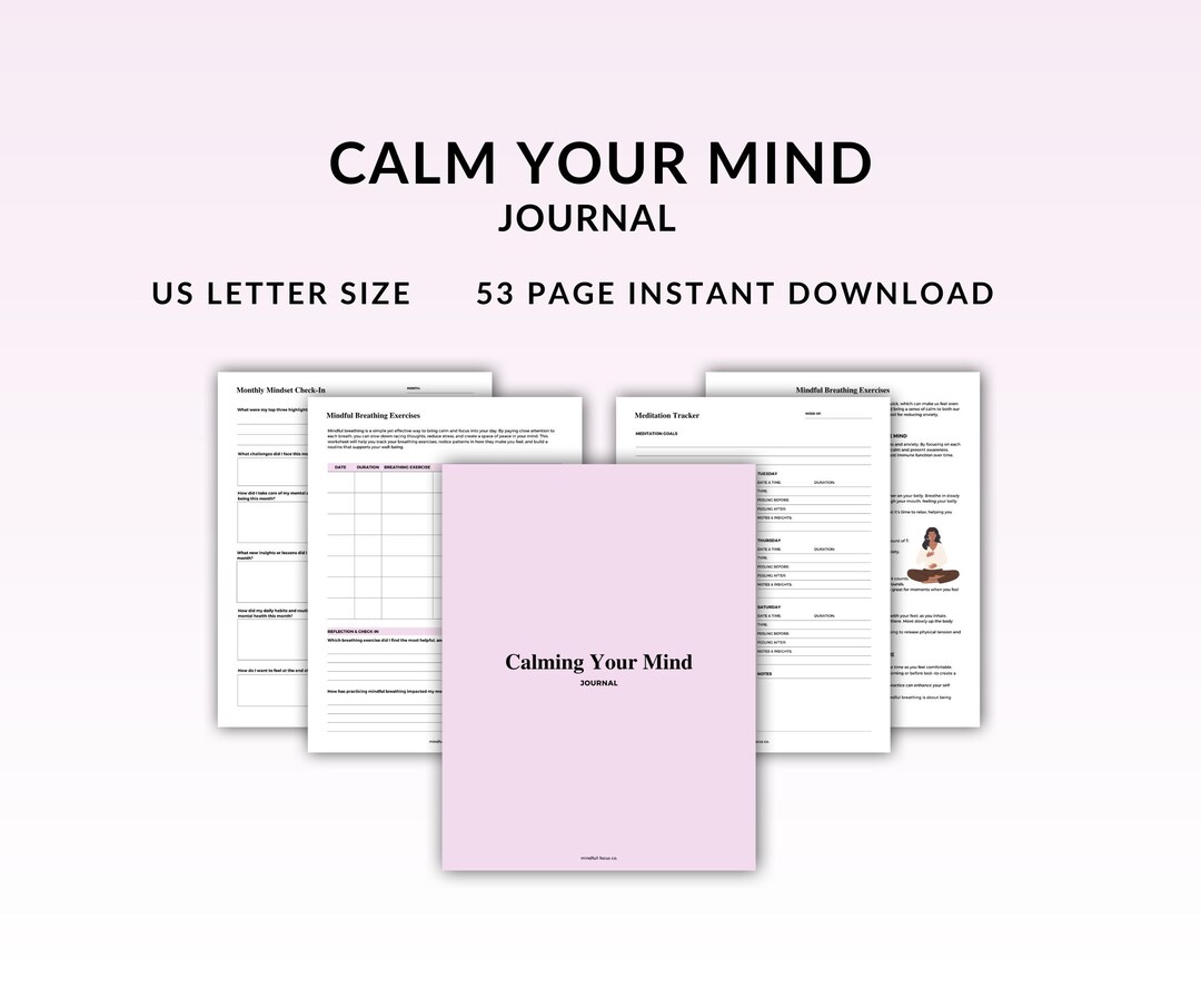 Calm Your Mind Journal, Anxiety, Stress Relief Printable, Guided ...
