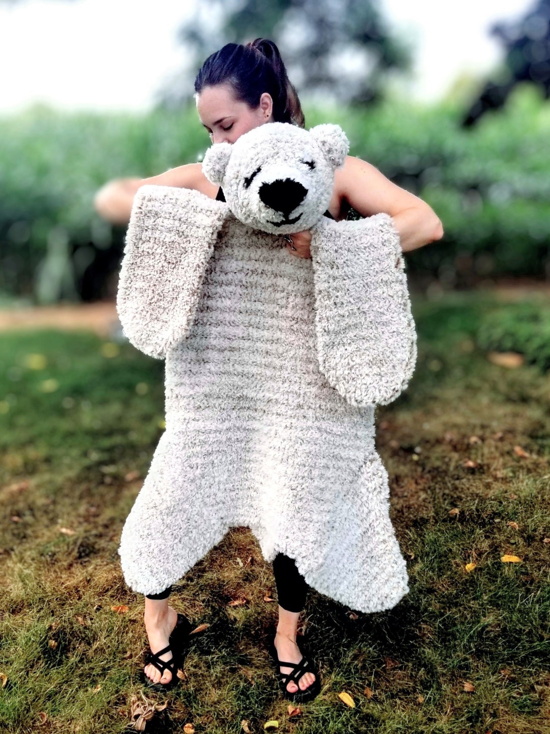 Nursery Bear Rug, Plush Bear Baby Blanket, Crochet Faux Fur, Woodland ...