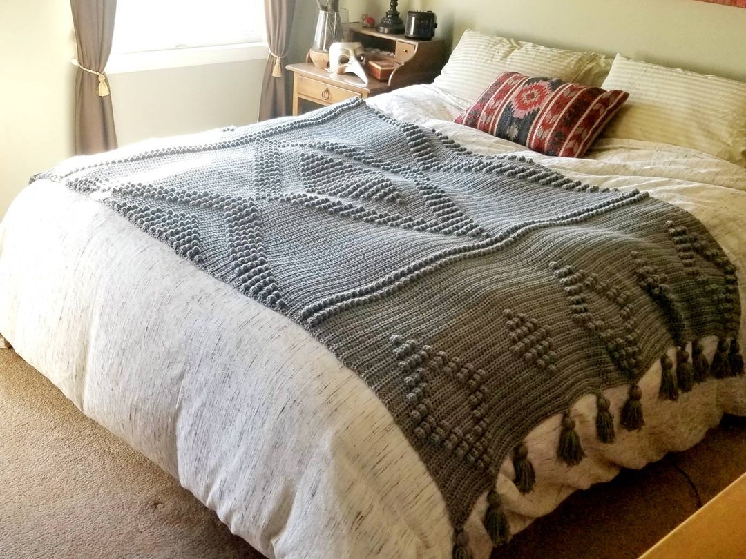 Boho Diamond Wolle Afghan Strick Decke Modern Crochet Boho - Etsy ...