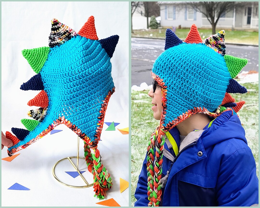 100% Merino Wool Dinosaur Dino Child's Kid's Hat Knit Crochet Beanie ...