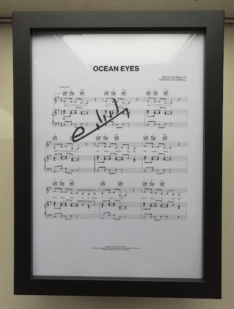 Ocean Eyes, Billie Eilish Signed A4 Sheet Music - Etsy