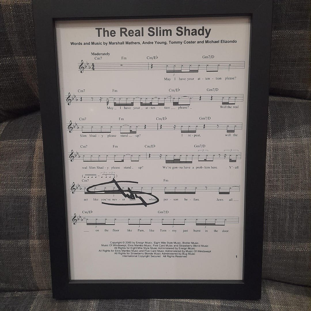 The Real Slim Shady, Eminem, Signed A4 Sheet Music - Etsy
