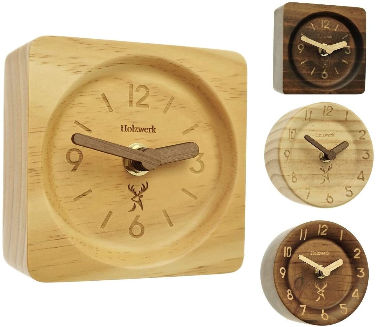 Clocks Home Décor Home & Living Holzwerk designer retro wooden table ...