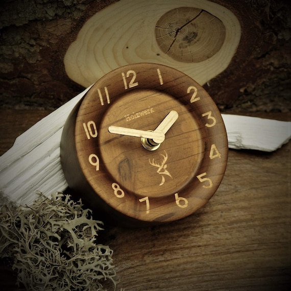 Clocks Home Décor Home & Living Holzwerk designer retro wooden table ...