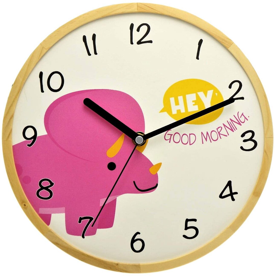 Holzwerk TRICERA Dinosaur Children's Wall Clock Made of Wood in White ...