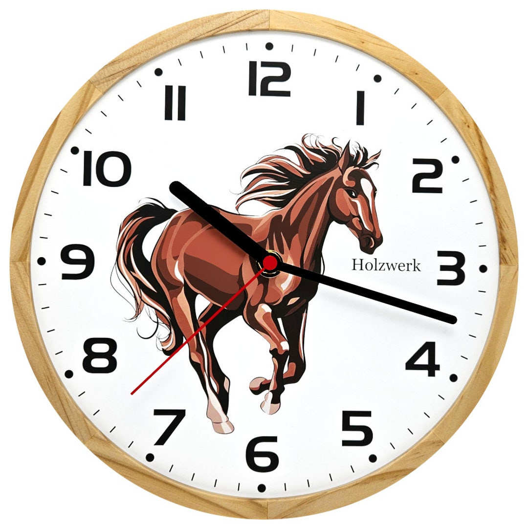 Holzwerk BELLA Children's Wooden Wall Clock, Modern 25 Cm Ø Horse ...
