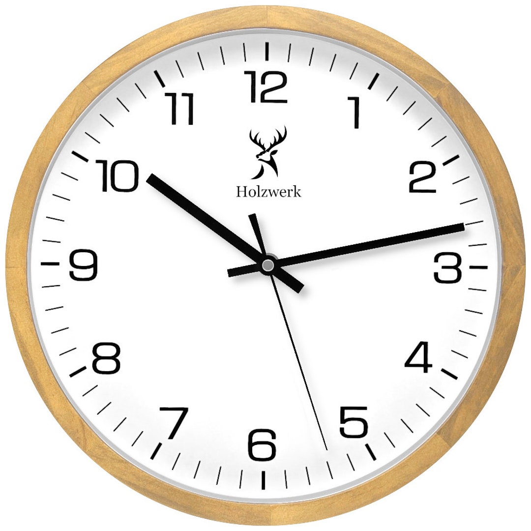 Holzwerk WOLFBURG Wooden Wall Clock, Modern 30 Cm Ø Designer Quartz ...