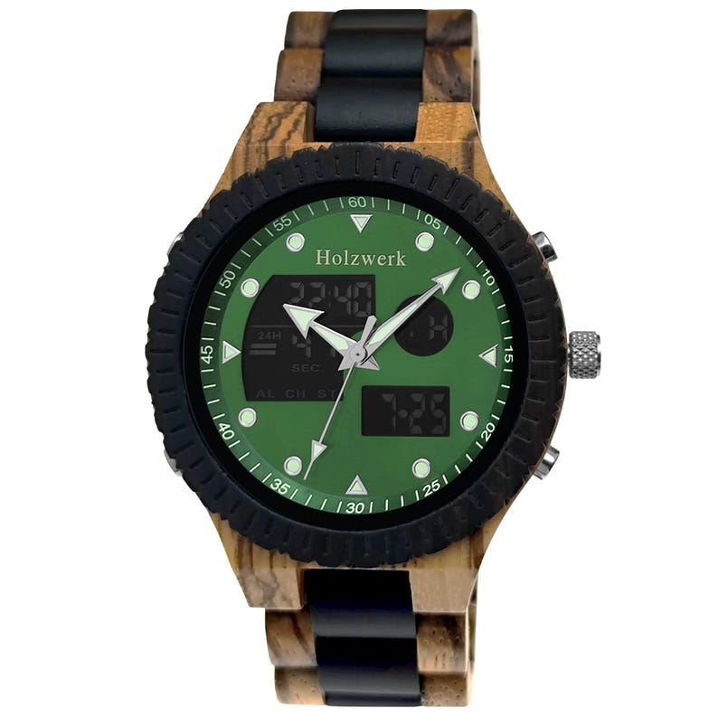 Holzwerk FILDERSTADT Designer Digital and Analogue Wooden Bracelet ...
