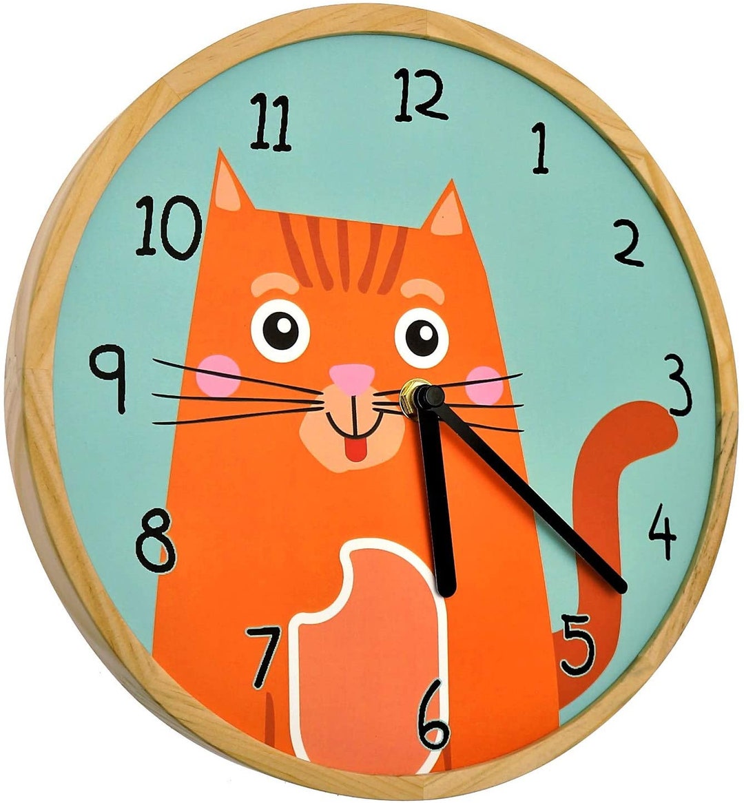 Holzwerk CAT Cat Wall Clock Made of Wood in Orange Green - Etsy UK