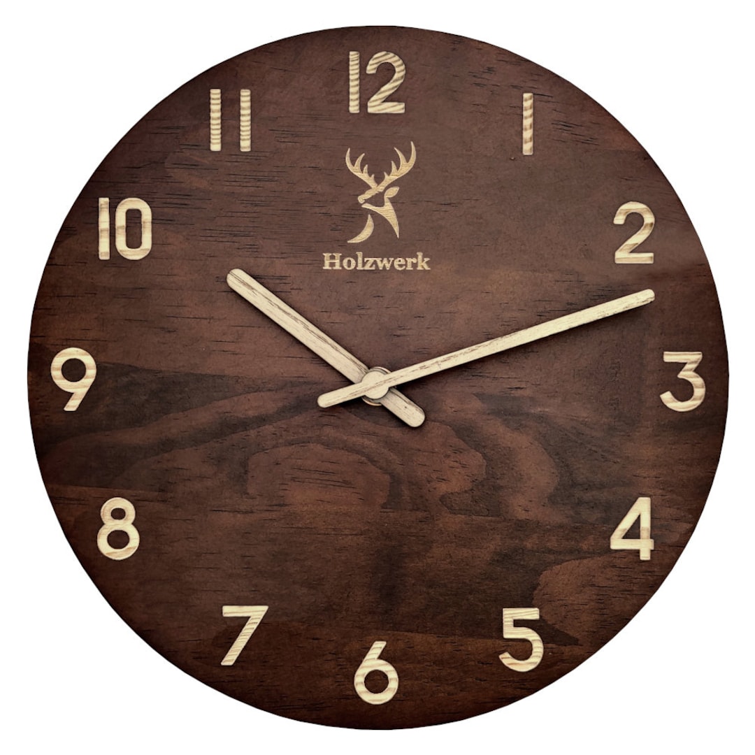 Holzwerk WINTERBERG Wooden Wall Clock, Modern 25 Cm Ø Designer Quartz ...