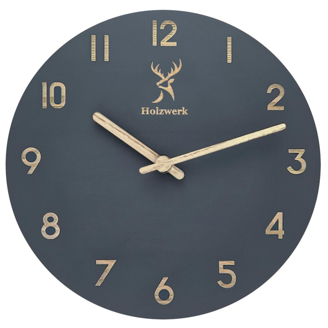 Holzwerk BAMBERG Wooden Wall Clock, Modern 25 Cm Ø Designer Quartz Wall ...