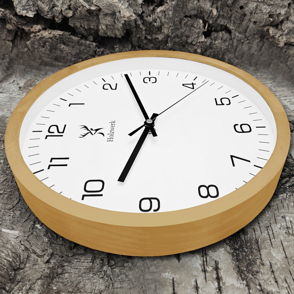 Holzwerk WOLFBURG Wooden Wall Clock, Modern 30 Cm Ø Designer Quartz ...