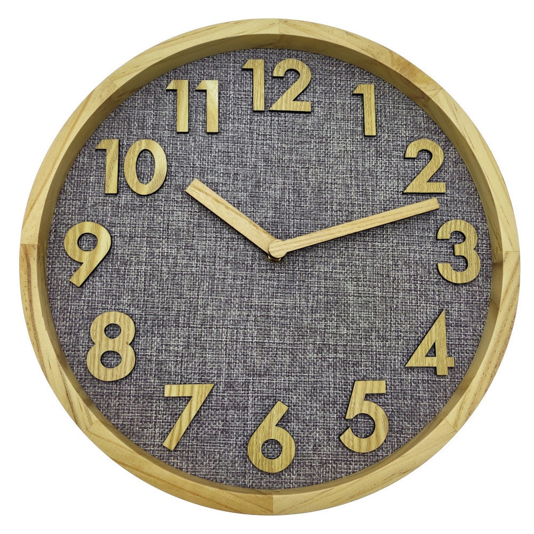 Holzwerk COTTBUS Wooden Wall Clock, Modern 30 Cm Ø Designer Textile ...