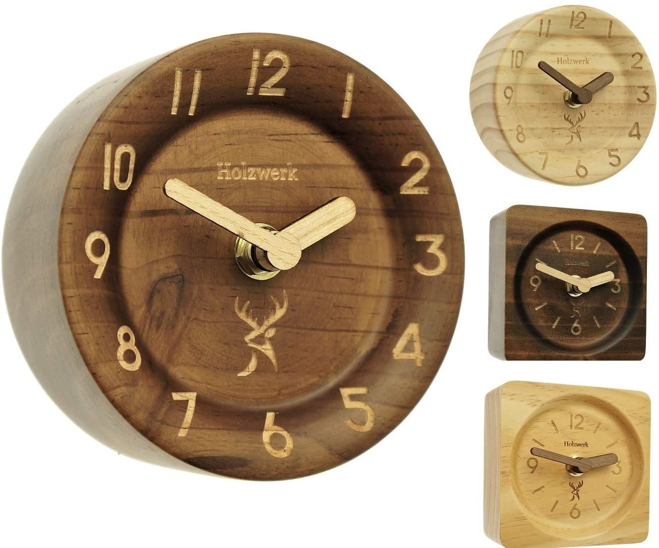 Clocks Home Décor Home & Living Holzwerk designer retro wooden table ...