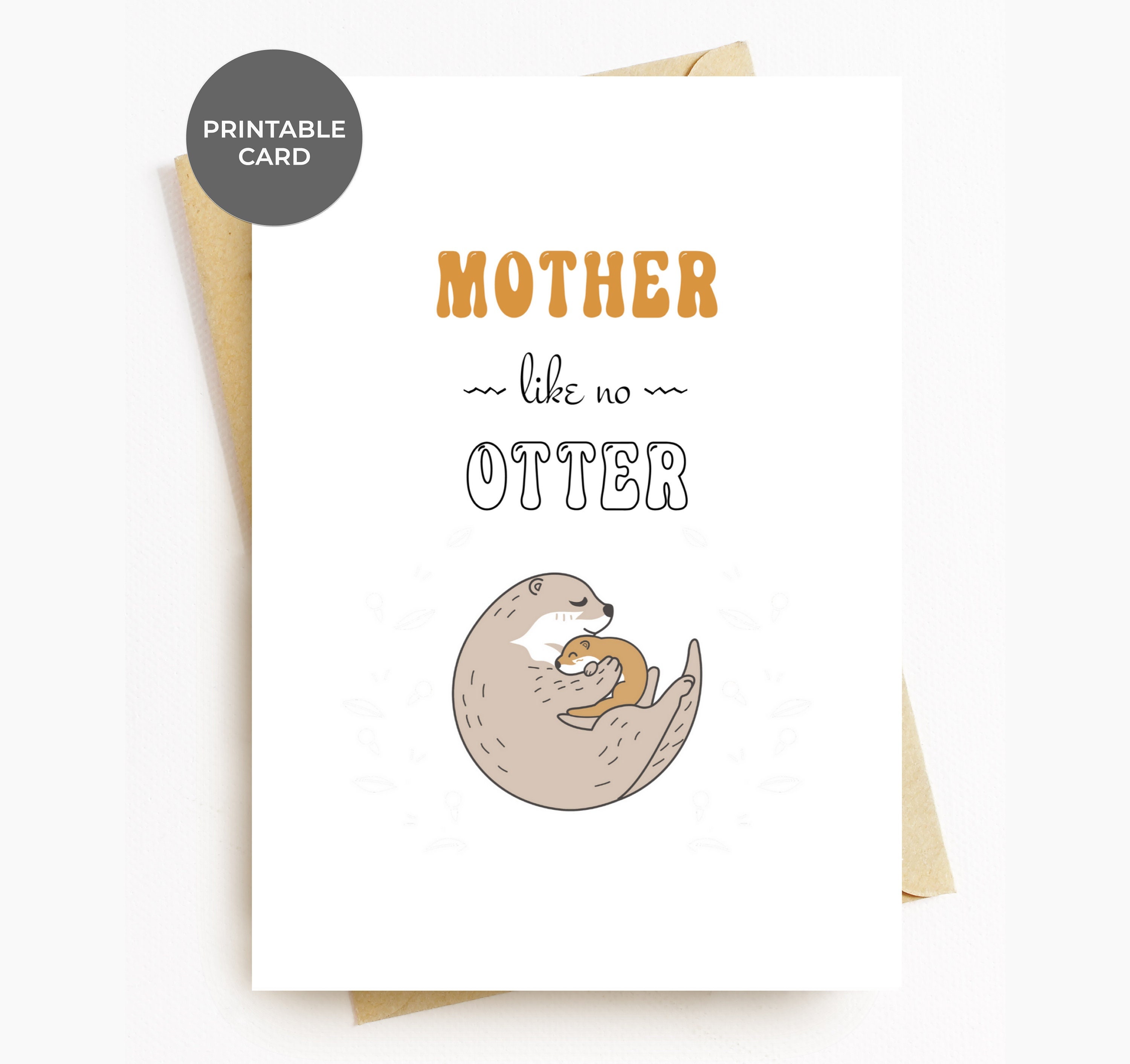 Mother's Day Card PRINTABLE Cute Otter Baby Shower Birthday Mothers Day ...