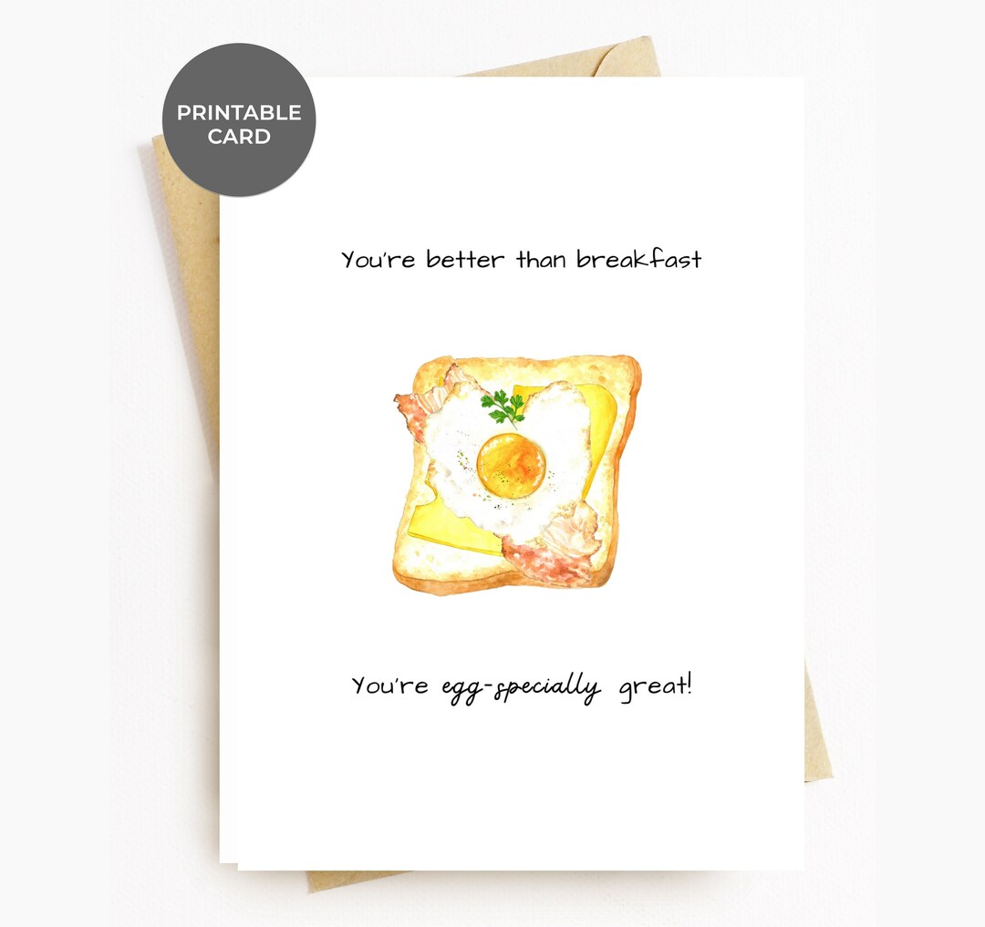 Printable Funny Valentine Card, You're Egg-specially Great, Breakfast ...