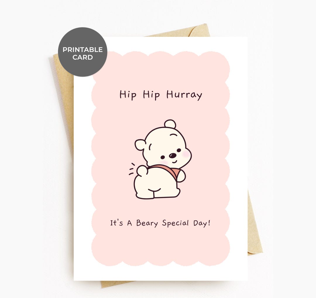 Printable Cute Bear Card, Milestone Baby Shower Mother's Day Card for ...