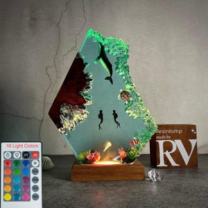 Epoxy Resin Ocean Lamp: Whale, Divers, and Sea Life Night Light - Etsy