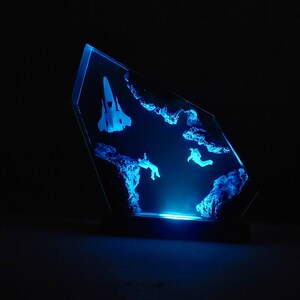 Personalised Spaceship Night Lamp, Couple Astronauts Rocket Resin Wood ...