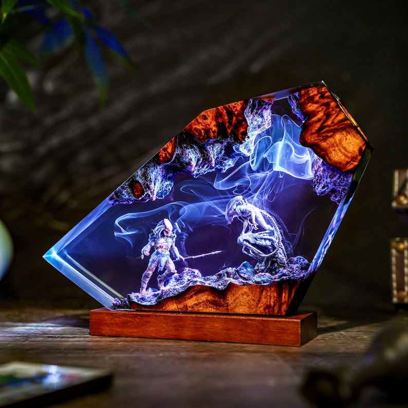 Diorama Preda.tor Vs Xeno.morph Alien Resin Lamp, Space Resin Lamp ...