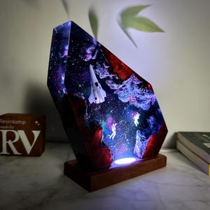 Diorama Space Epoxy Wood Lamp, Universe Lamp, Galaxy Night Light ...
