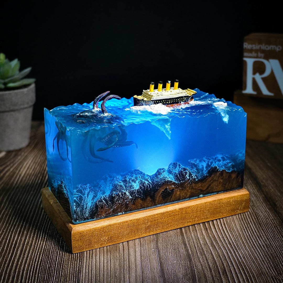 Titanic Kraken Resin Lamp: Handmade Octopus Night Light - Etsy