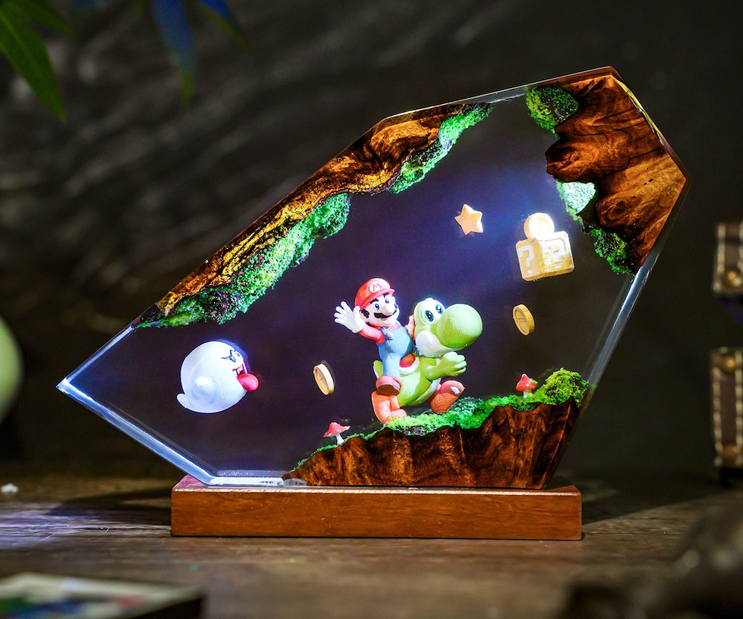 Handmade Supper Adventure Resin Lamp, Platformer Game Decor, Gamer ...