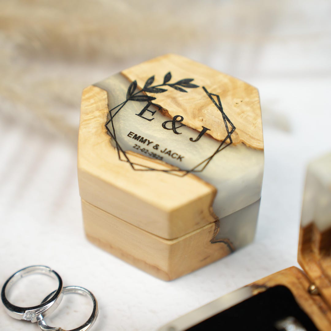 Custom Wood and Resin Ring Box: Personalized Engagement Keepsake - Etsy
