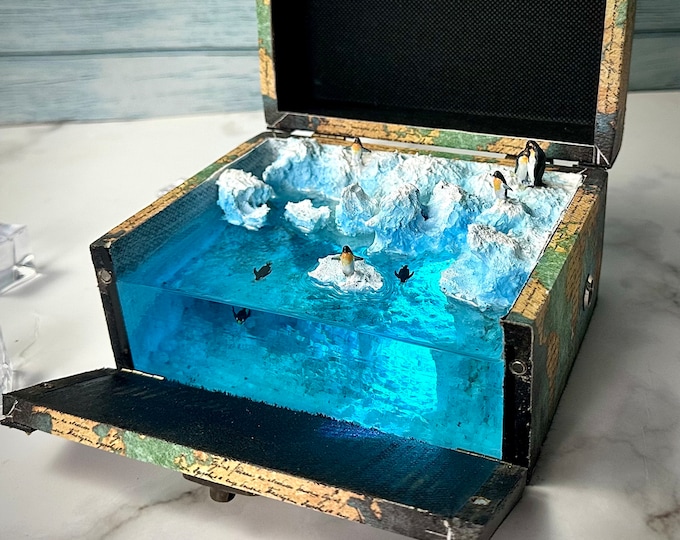 Miniature Penguin Diorama in a Nutshell, Resin Penguin Diorama ...